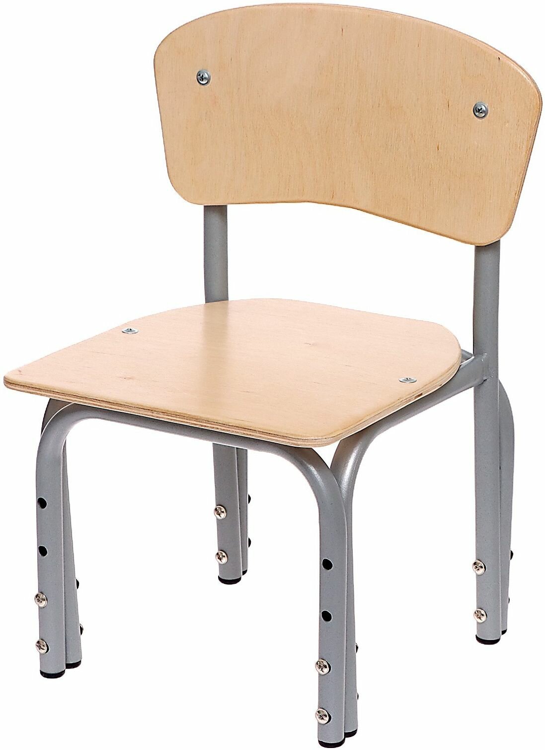 Стул регулируемый "Кузя", группа роста 00-1, металлические ножки, растущий стульчик со спинкой и регулировкой высоты, мебель для малышей в детскую комнату, фанера, спинка-бублик