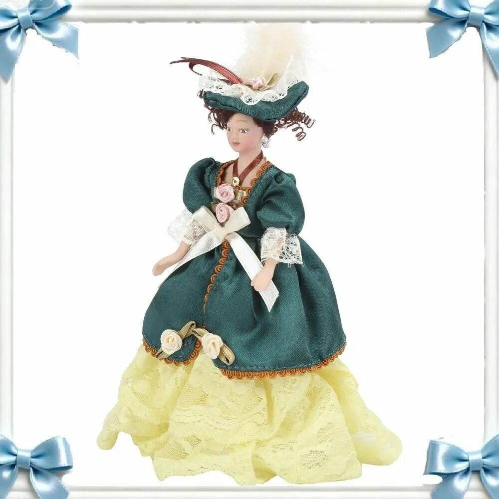 Кукла 1/12, стильная Викторианская дама, для декора кукольного домика