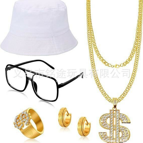 1970-е Диско-вечеринка Костюм Аксессуары Долларовые Купюры Очки Кольцо Ожерелье Эпохальные Вечеринки Реквизит