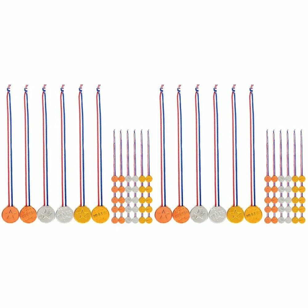 Набор разноцветных детских медалей из пластика с подвесками, 72 шт для игр и награждений