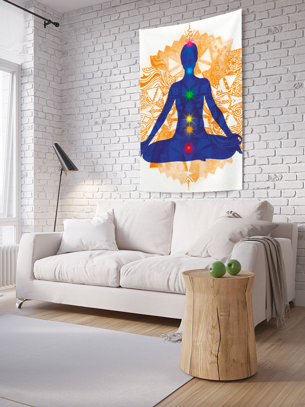 Фотопанно на стену вертикальный из ткани постер 100х150 "Чакры человека", JoyArty