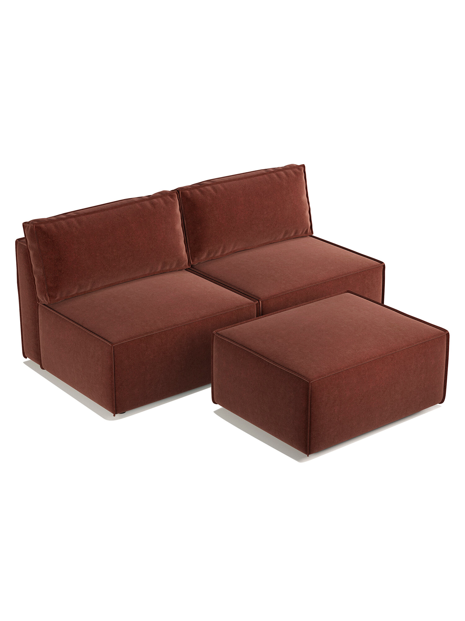 Диван прямой модульный с пуфом Шарм-Дизайн 190х95х70 см НПБ, велюр Дрим шоколад