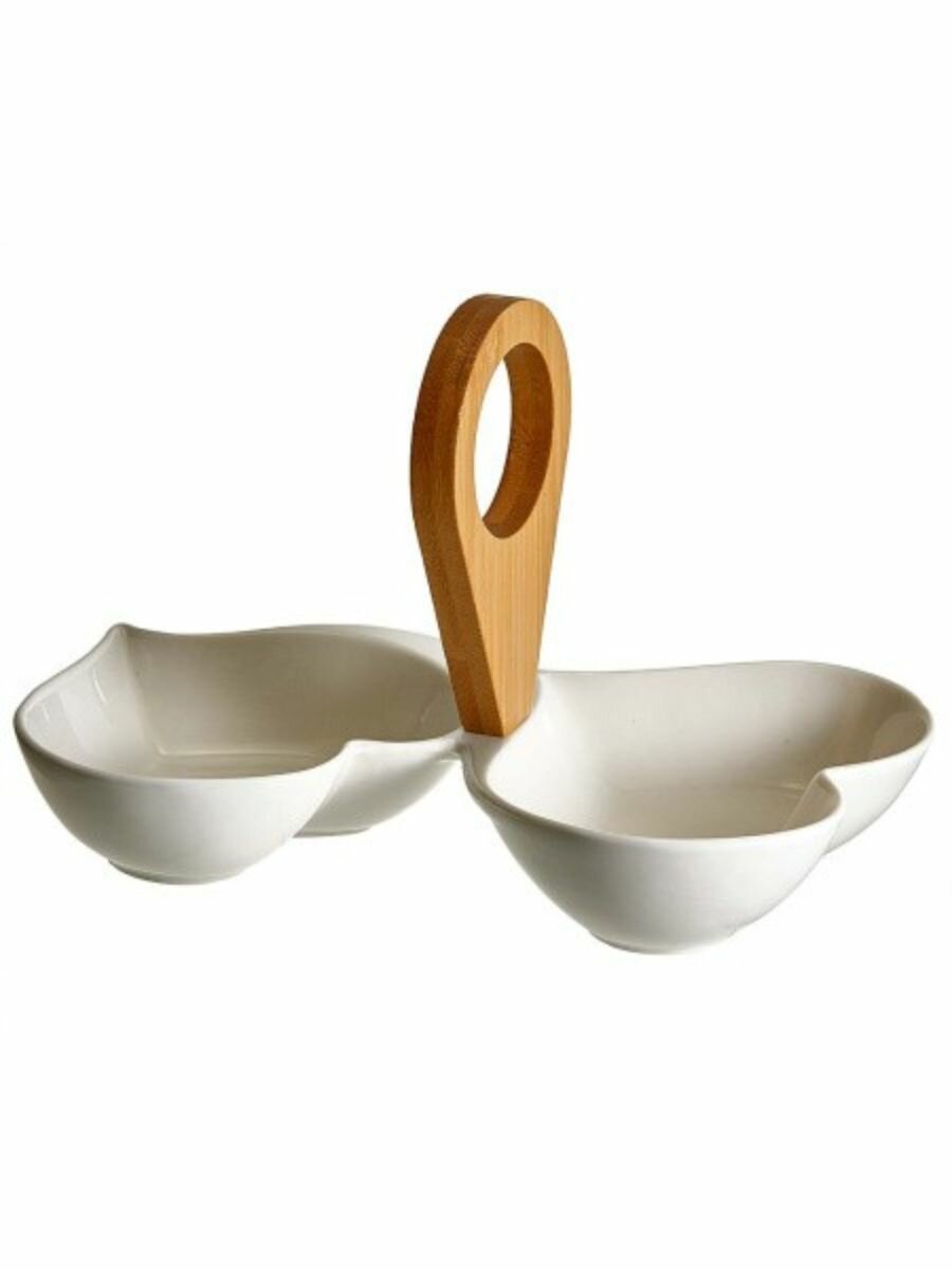 Менажница фарфоровая ALPENKOK AK5-0025, 2-х секционная, Белый