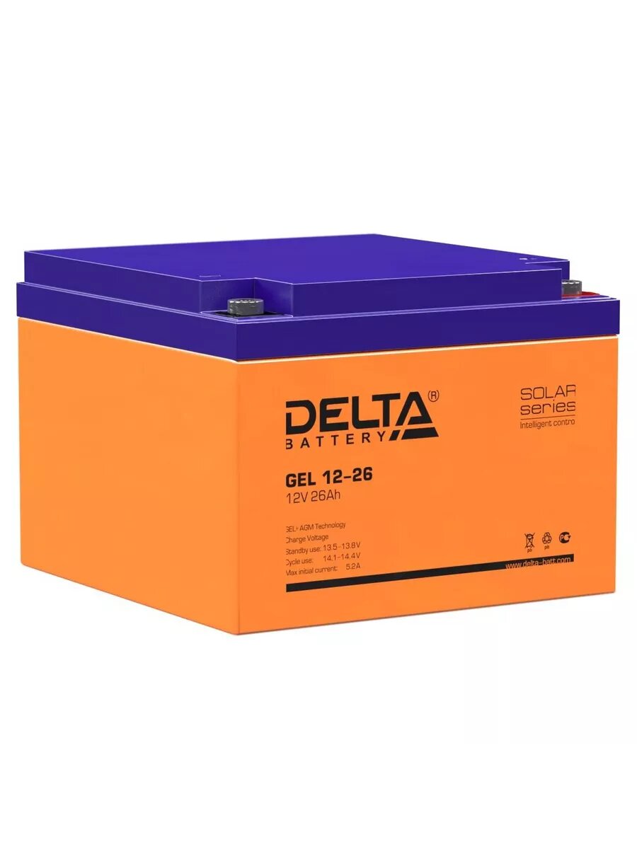 Аккумулятор DELTA GEL 12-26 12V 26Ач А 175х165х125 обр. пол.