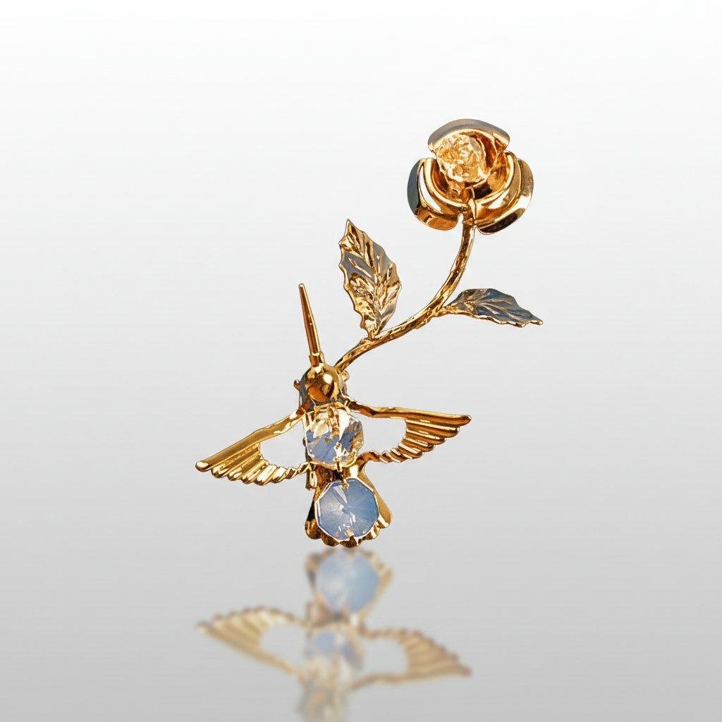 Фигурка на липучке Колибри на розе A4790 Crystal Temptations, Металл, кристалл