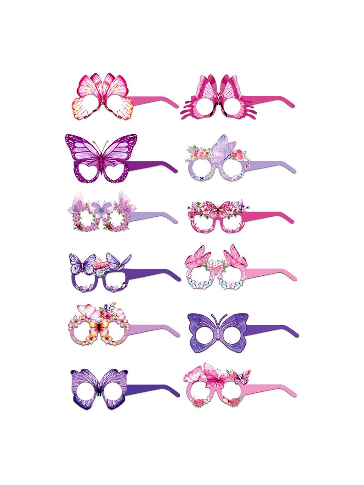 1 набор из 12 предметов, тема бабочки, бумажные очки, декоративный реквизит для фотосессии