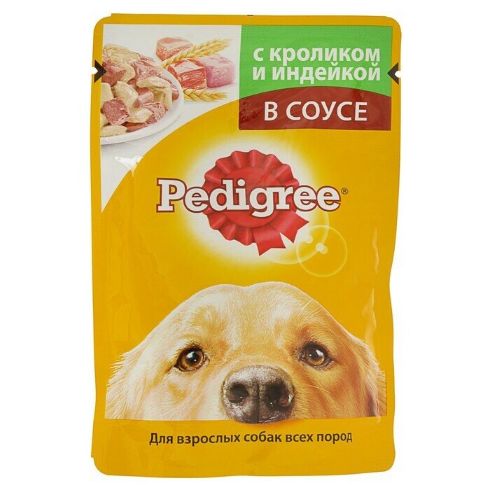 Влажный корм Pedigree для собак всех пород, кролик/индейка в соусе, пауч, 85 г