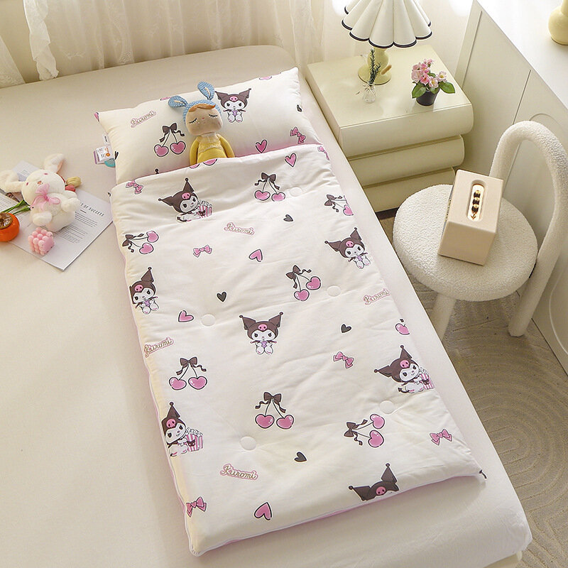 Детский спальный мешок из 100% хлопка с мультяшным принтом Sanrio, анти-ударное одеяло, чистый хлопок, весна и осень, четыре сезона, интегрированный спальный мешок для детского сада
