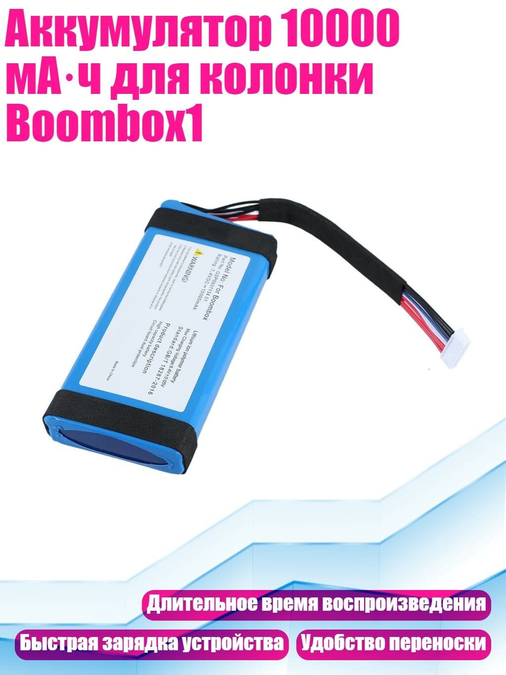 Аккумулятор 10000 мА·ч для колонки Boombox1