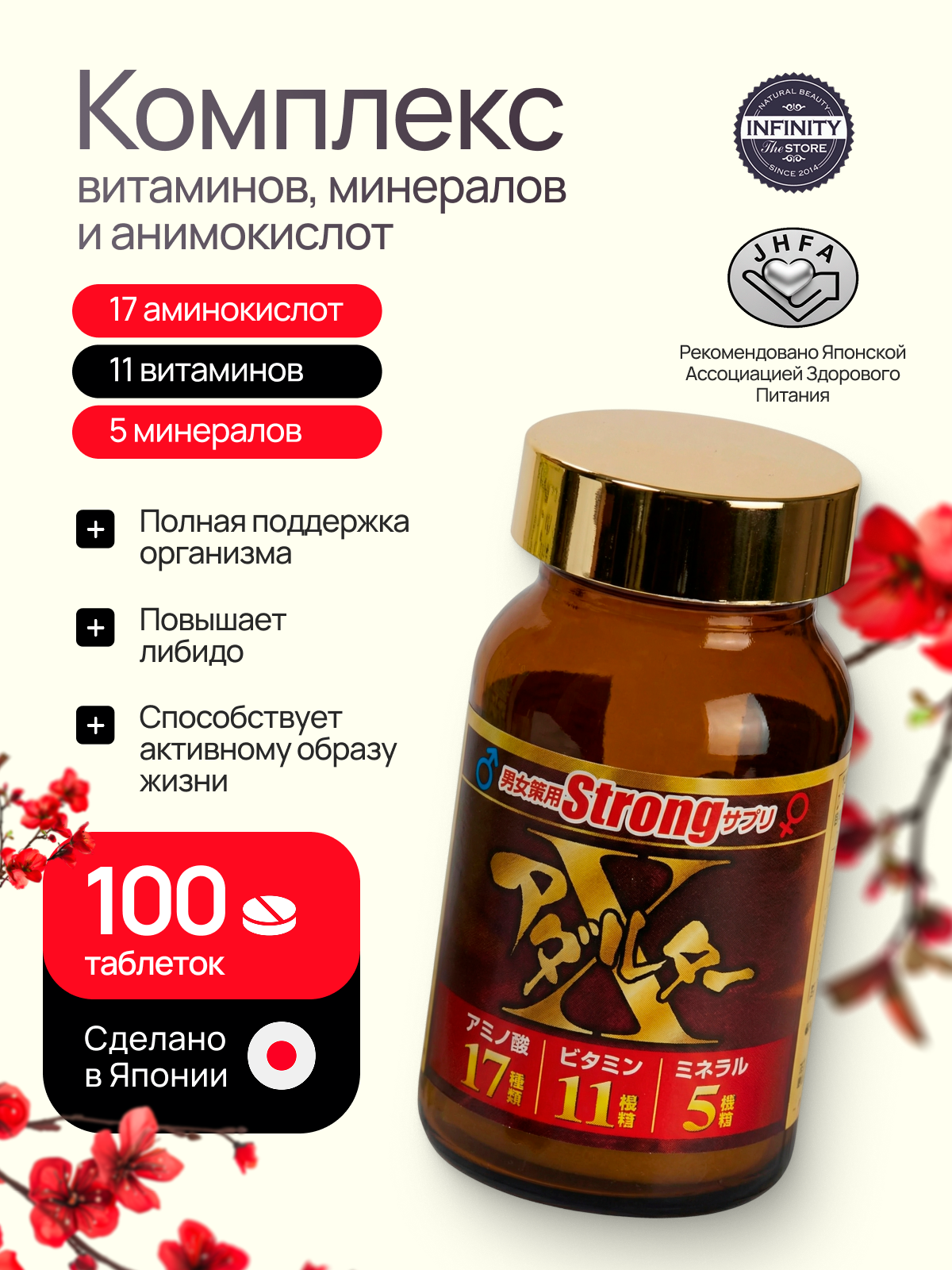 Комплекс витаминов, минералов и аминокислот, Для мужчин и женщин, 100 таб.