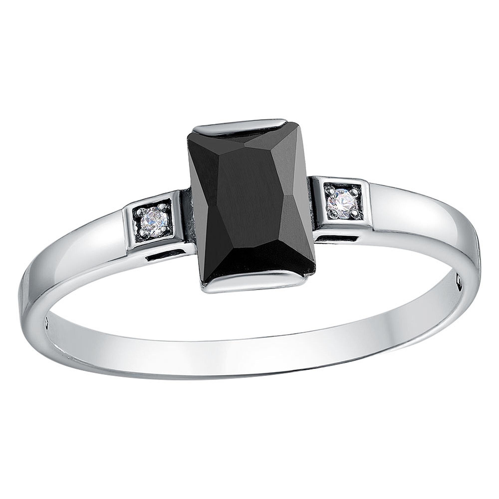 Кольцо, серебро, 925 проба, чернение, фианит