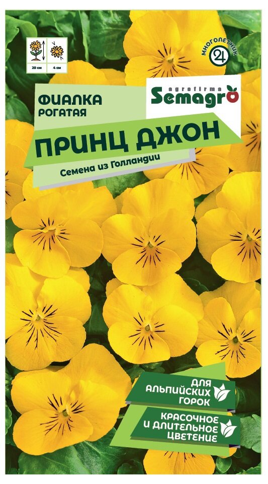 Семена цветов Semagro фиалка Принц Джон, для дачи, сада, огорода и на рассаду