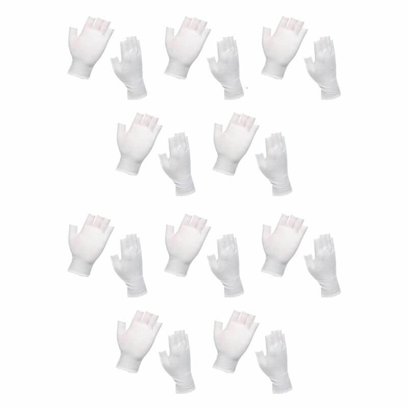 Хлопковые перчатки без пальцев, - Белые 10 пар
