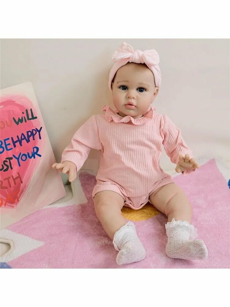23-дюймовая очаровательная кукла-Реборн, Элли, Реалистичная кукла с мягким телом, игрушки для маленьких девочек с одеждой