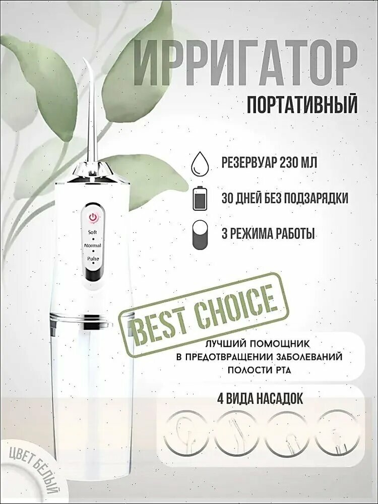 Ирригатор для полости рта / портативный / 4 насадки