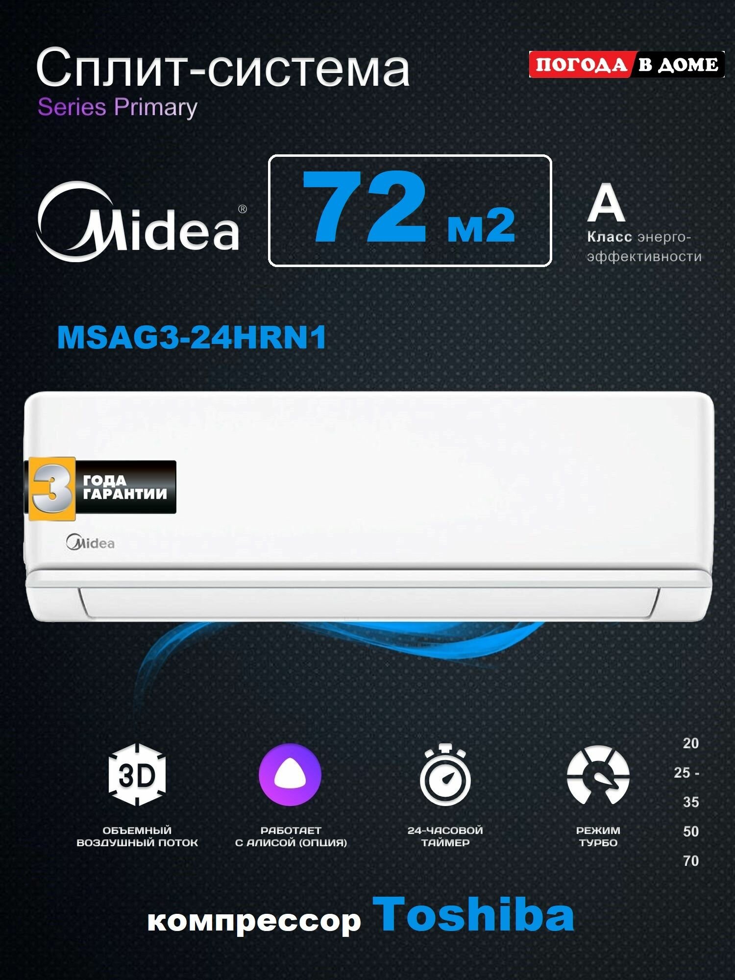 Сплит-система Midea MSAG3-24HRN1/MSAG3-24HRN1-0