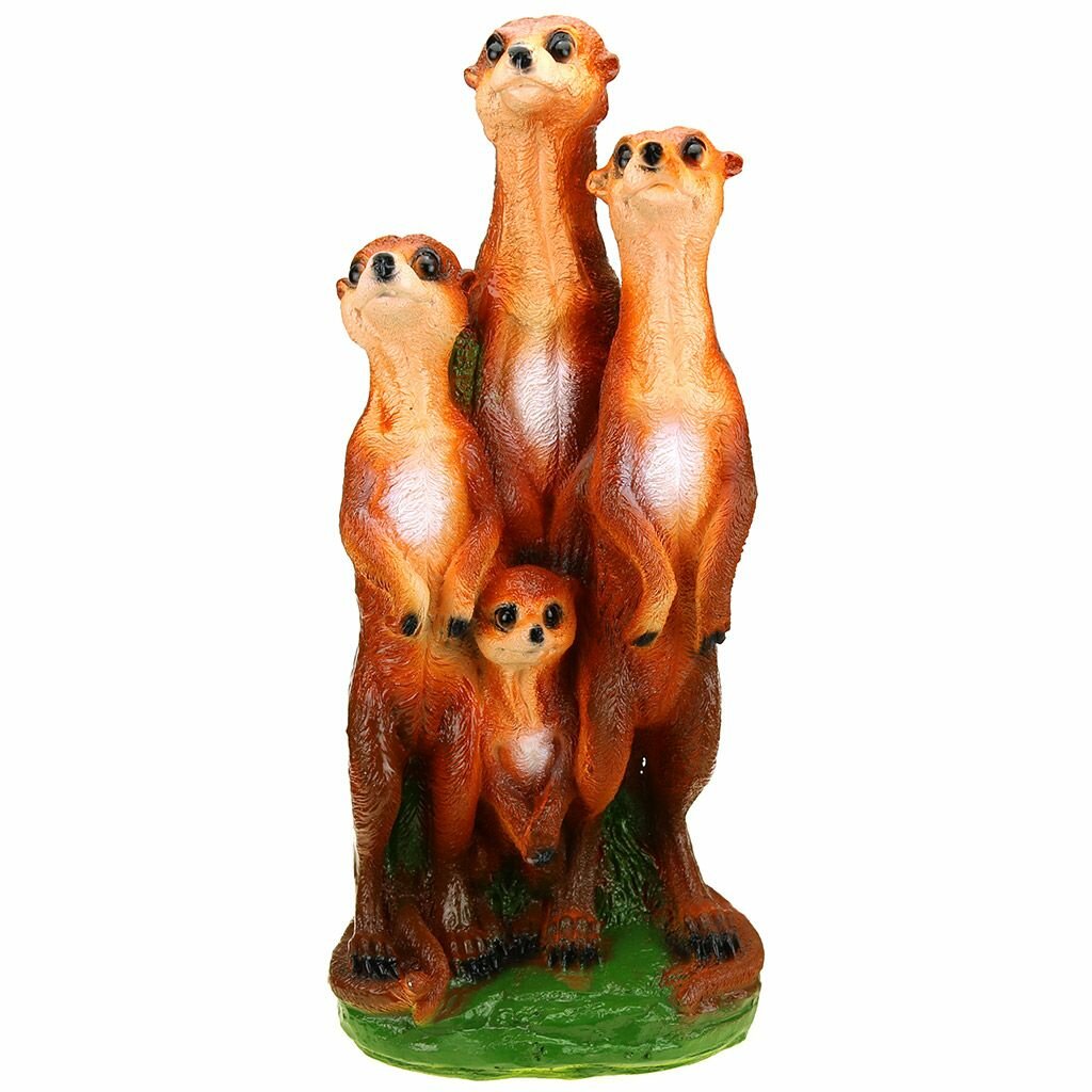 Скульптура-фигура для сада КНР гипсовая "Четверка сурикатов" 48 см