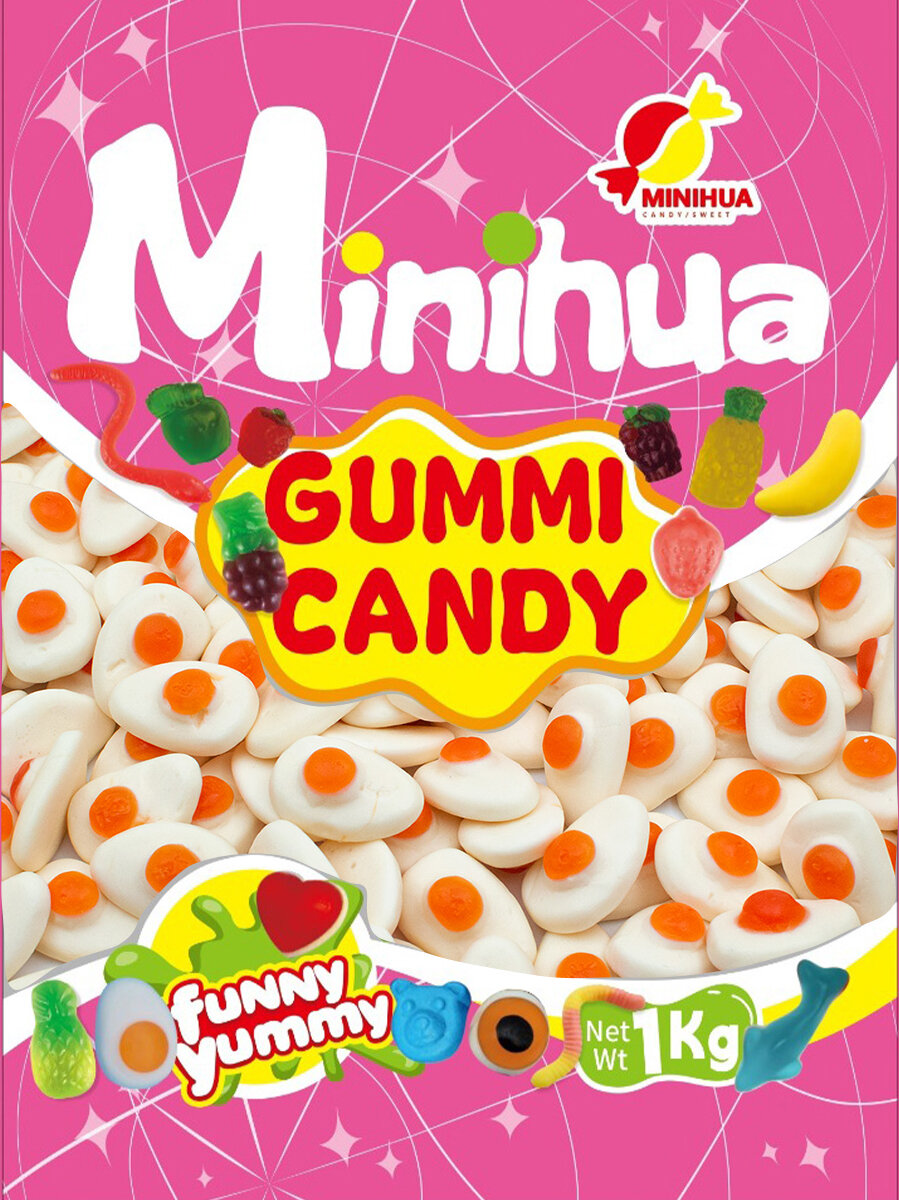 Мармелад жевательный "Яичница" 1кг х 12 HALAL /MINIHUA/Китай