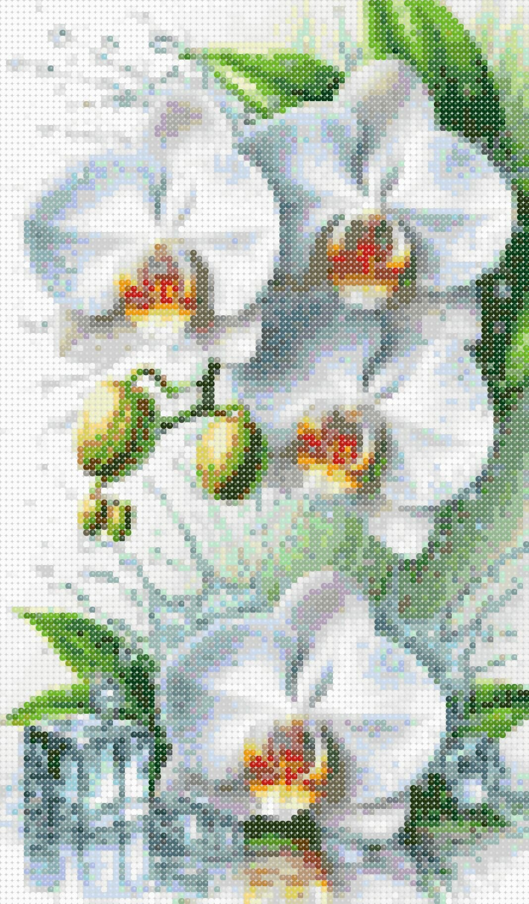 Схема вышивки бисером Белые орхидеи (на бумаге, без бисера и ткани) 128х219 стежков (25х44 см) 71 цвет