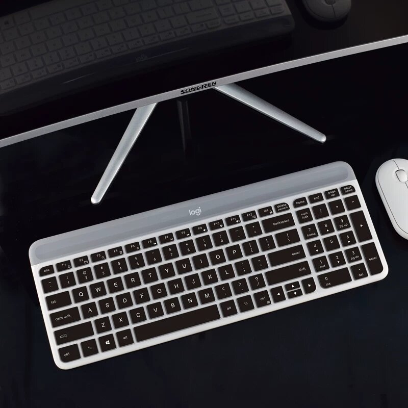 Полупрозрачная черная защитная пленка для клавиатуры Logitech MK470/K580