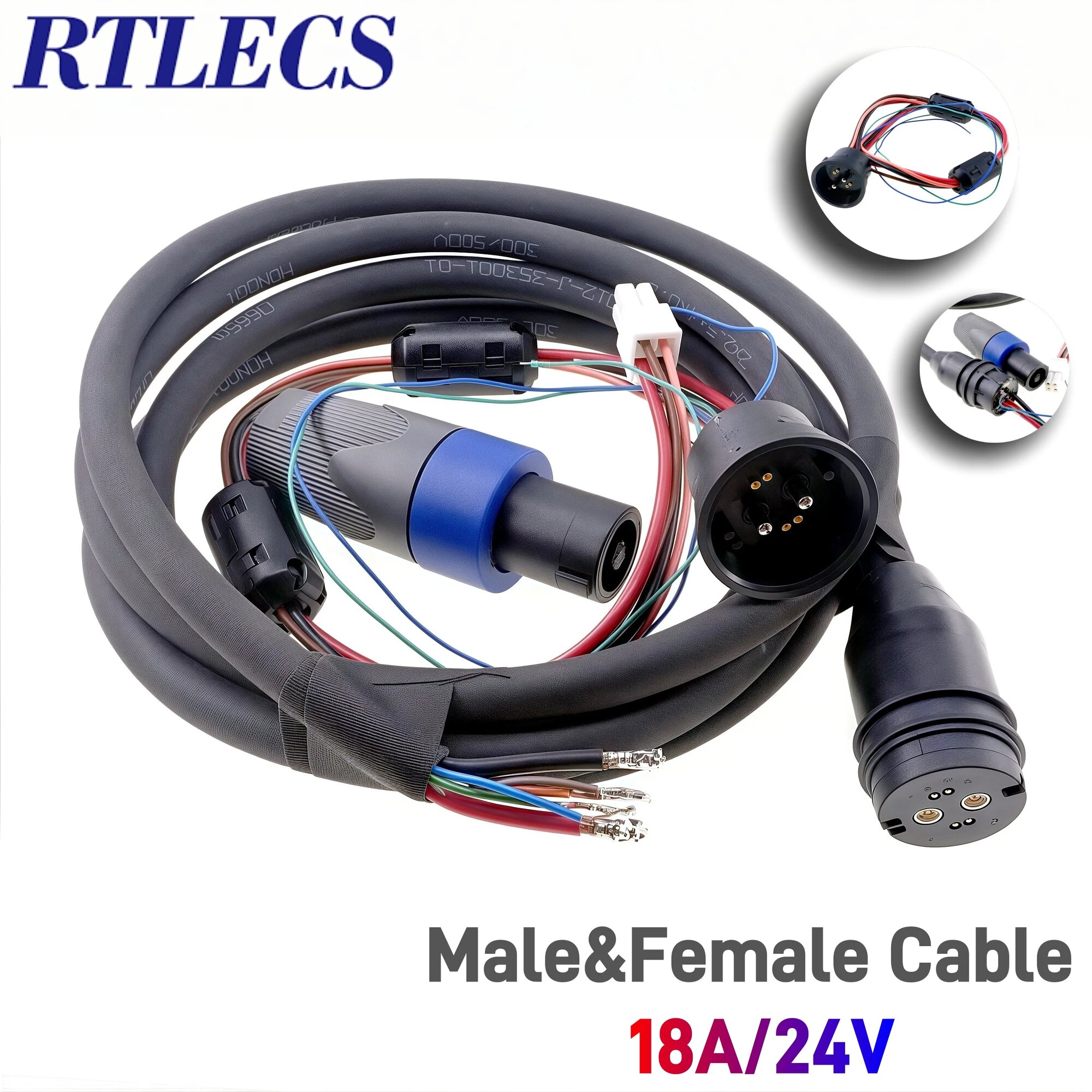 Магнитный круглый разъем PogoPin, 10 А, мужской, женский, металлический, подпружиненный, 1-контактный, зарядное устройство постоянного тока, провод 16AWG, M12, резьбовое золото