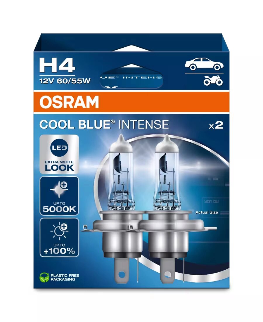 Галогенная лампа Osram H4 (60/55W 12V) Cool Blue Intense 2шт