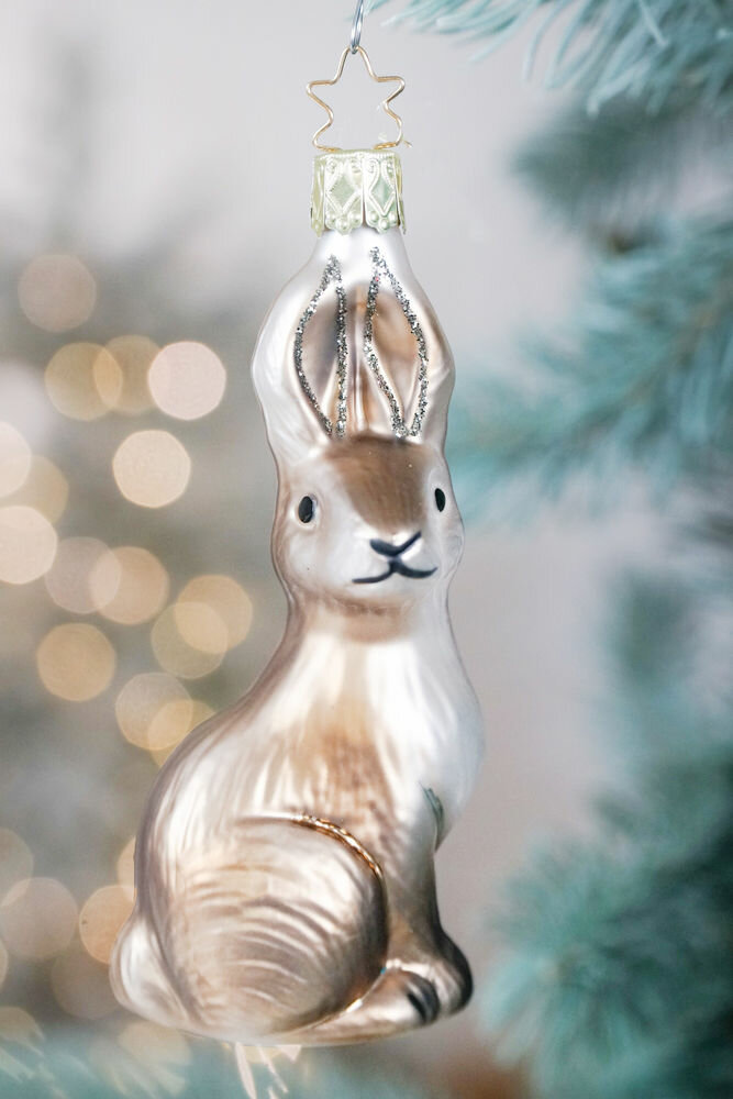 Ёлочная игрушка горделивый заяц, стекло, 12 см, Инге Глас (Inge Glas) 10125S025