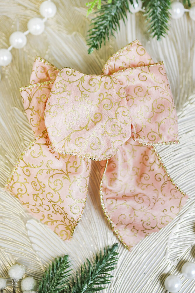 Бант для декорирования романтика С искорками - завинтки, розовый, 11х15 см, Kaemingk 445334-4