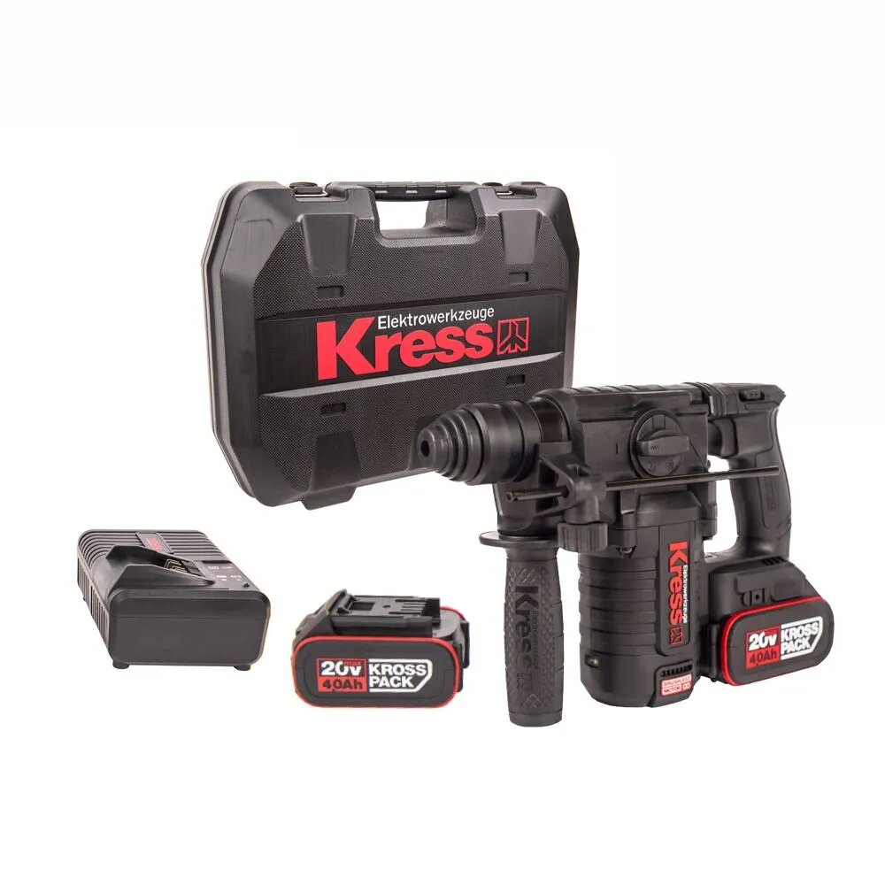 Перфоратор аккумуляторный KRESS KU388 (2 аккумулятора 20В/4 Ач, в кейсе, сила удара 2.2 Дж, 3 режима)
