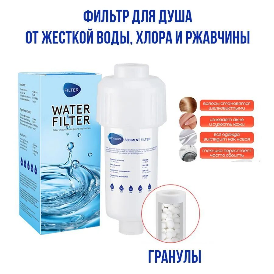 Фильтр для душа гранулы от хлора и ржавчины