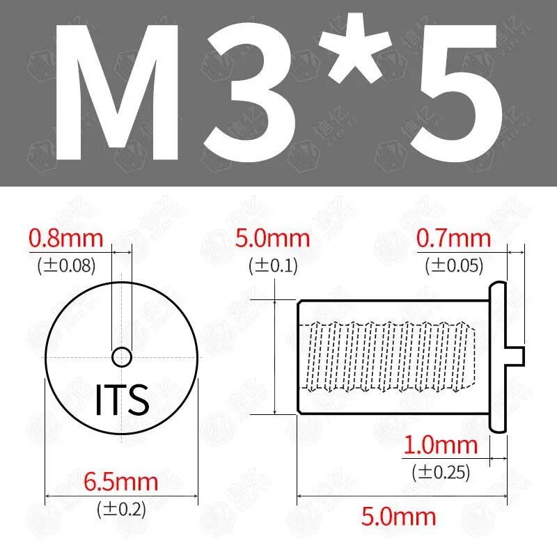 Приварные гайки-шпильки ITS-M3/4/5/6 из нержавейки 100pcs, M3-5