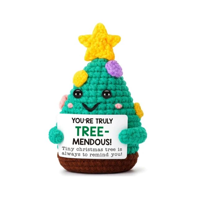 Вязаная крючком кукла, излучающая позитивную энергию, милая миниатюрная вязаная картофелина в кармане, украшение ручной работы, милый вязаный подарок в виде животного на Рождество.