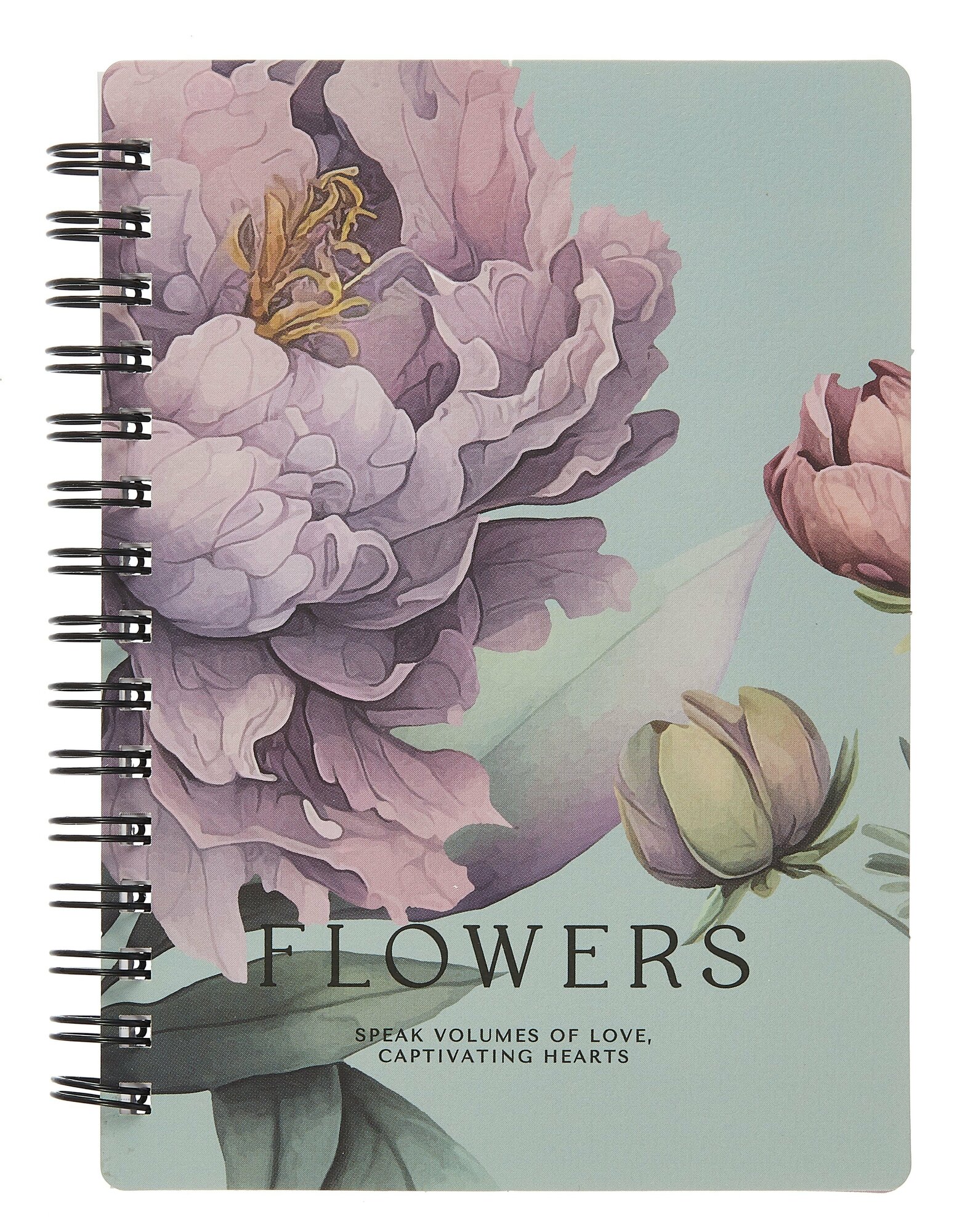 Записная книжка А6 80 листов в клетку, "Peony", фиолетовый, на спирали