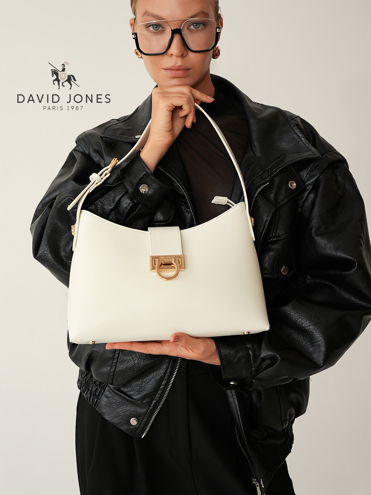 Сумка кросс-боди DAVID JONES, фактура гладкая, белый — фото 1