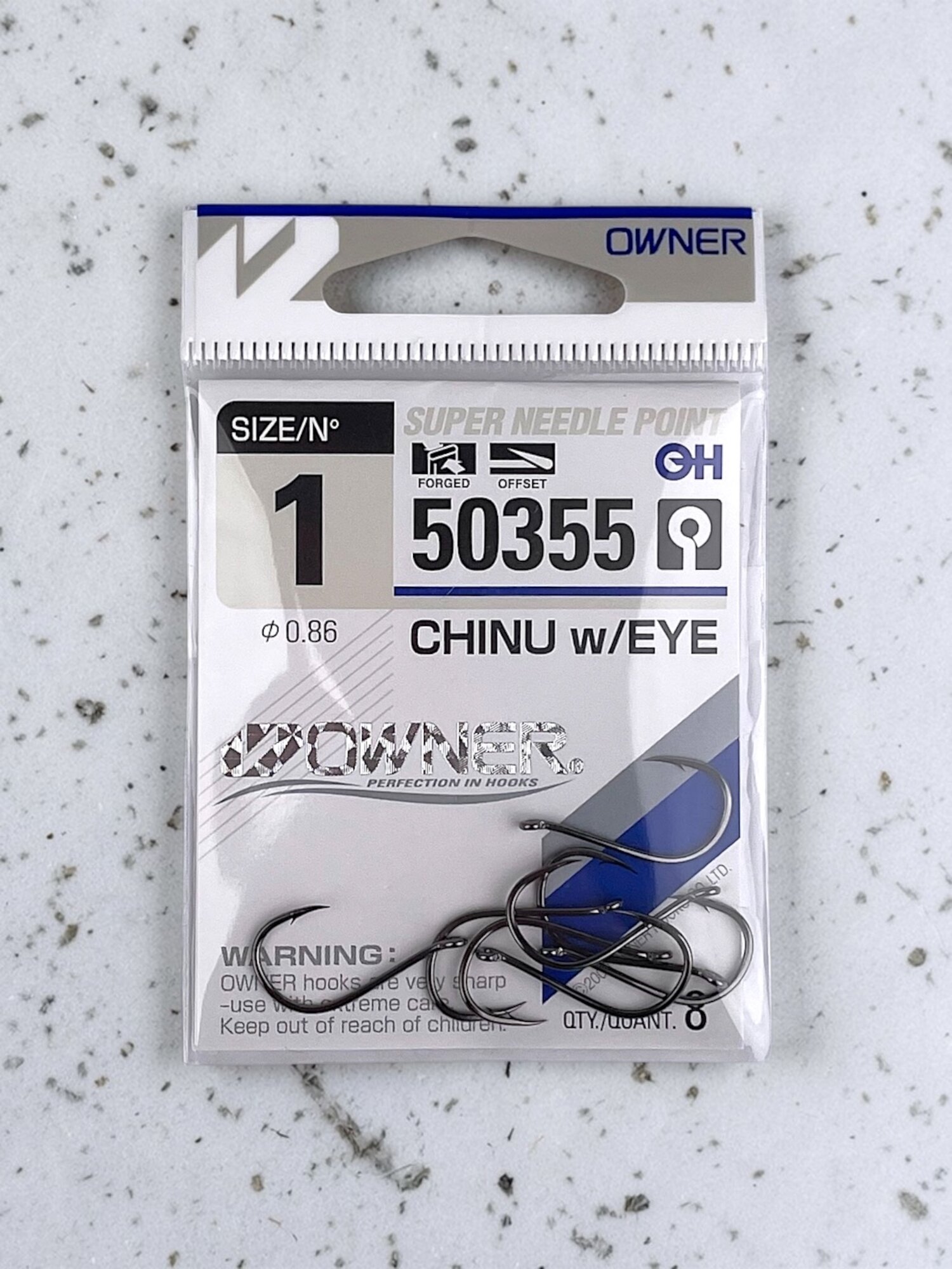 Крючок рыболовный Owner Chinu w/eye 50355 №1 0,86 мм, набор 8 шт.