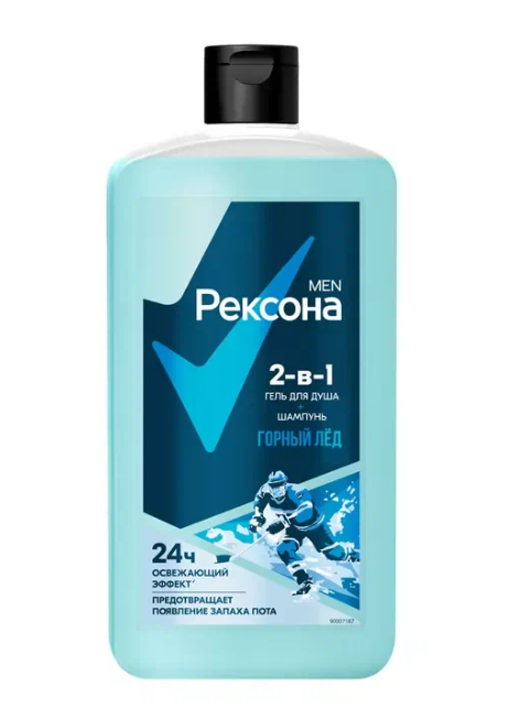 Рексона гель для душа, мужской, 750 мл, 2в1 Горный лед, 1 шт