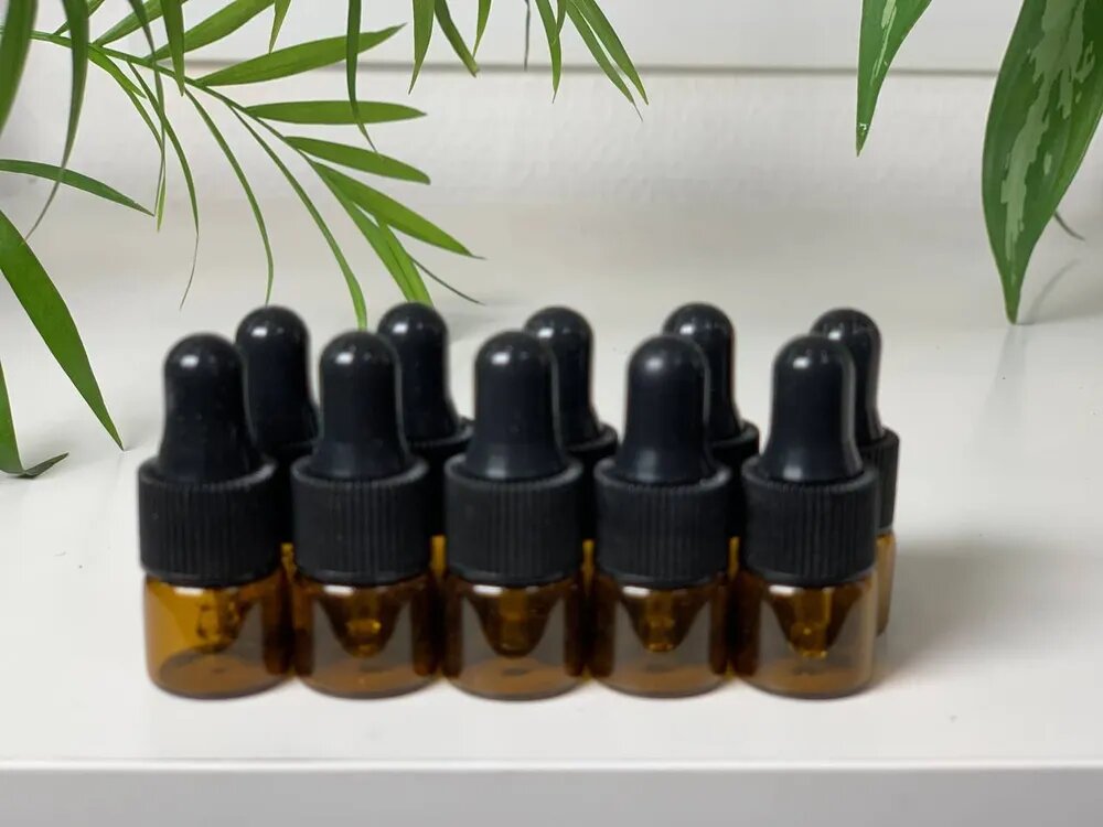 Флакон для ароматизатора 1 мл коричневый со стеклянной пипеткой, набор 10 шт, для эфирных масел