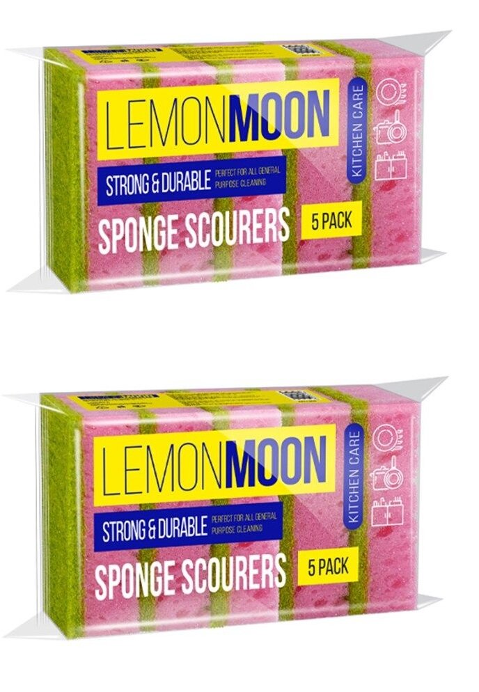 Губки Нхк Lemon Moon для посуды Крупнопористые 100х71х29 5шт, 2упаковки