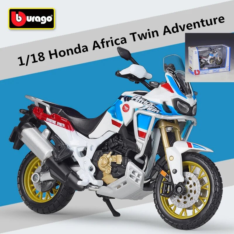 Модель мотоцикла Honda Africa Twin DCT 1:18, литая, гоночная, имитационная, White retail box