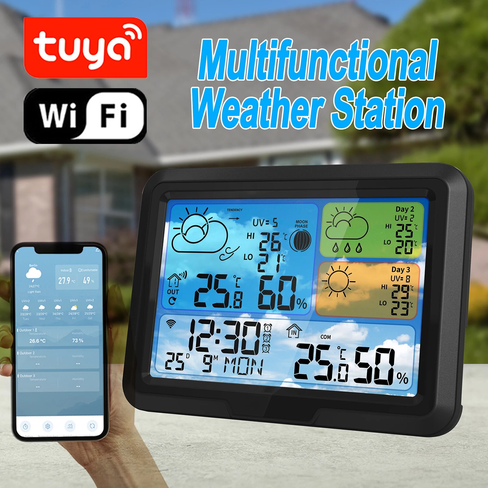 Wi-Fi метеостанция TUYA, UK Plug
