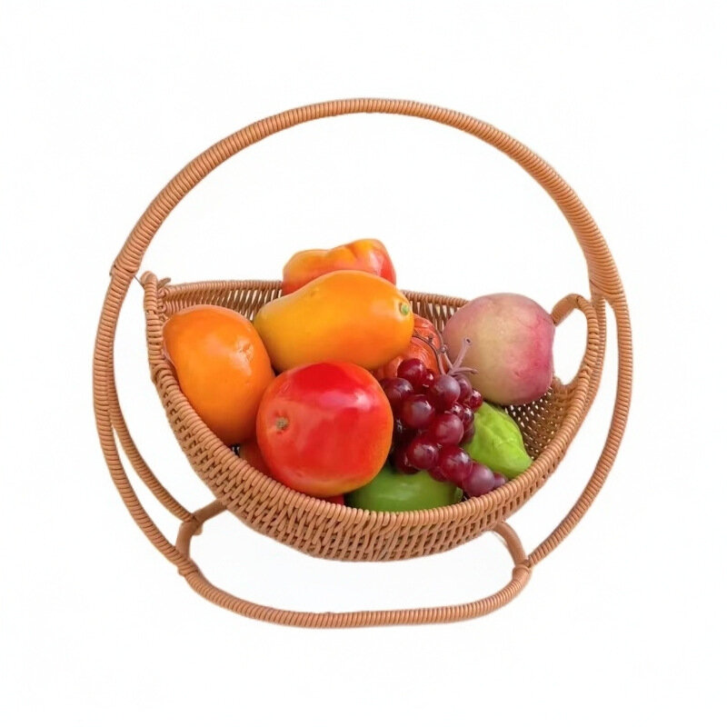 Креативная фруктовая корзина, корзина для хранения закусок, фруктов и сухофруктов, плетеная корзина из искусственного ротанга, двухъярусный поднос для закусок и конфет, для домашнего использования.