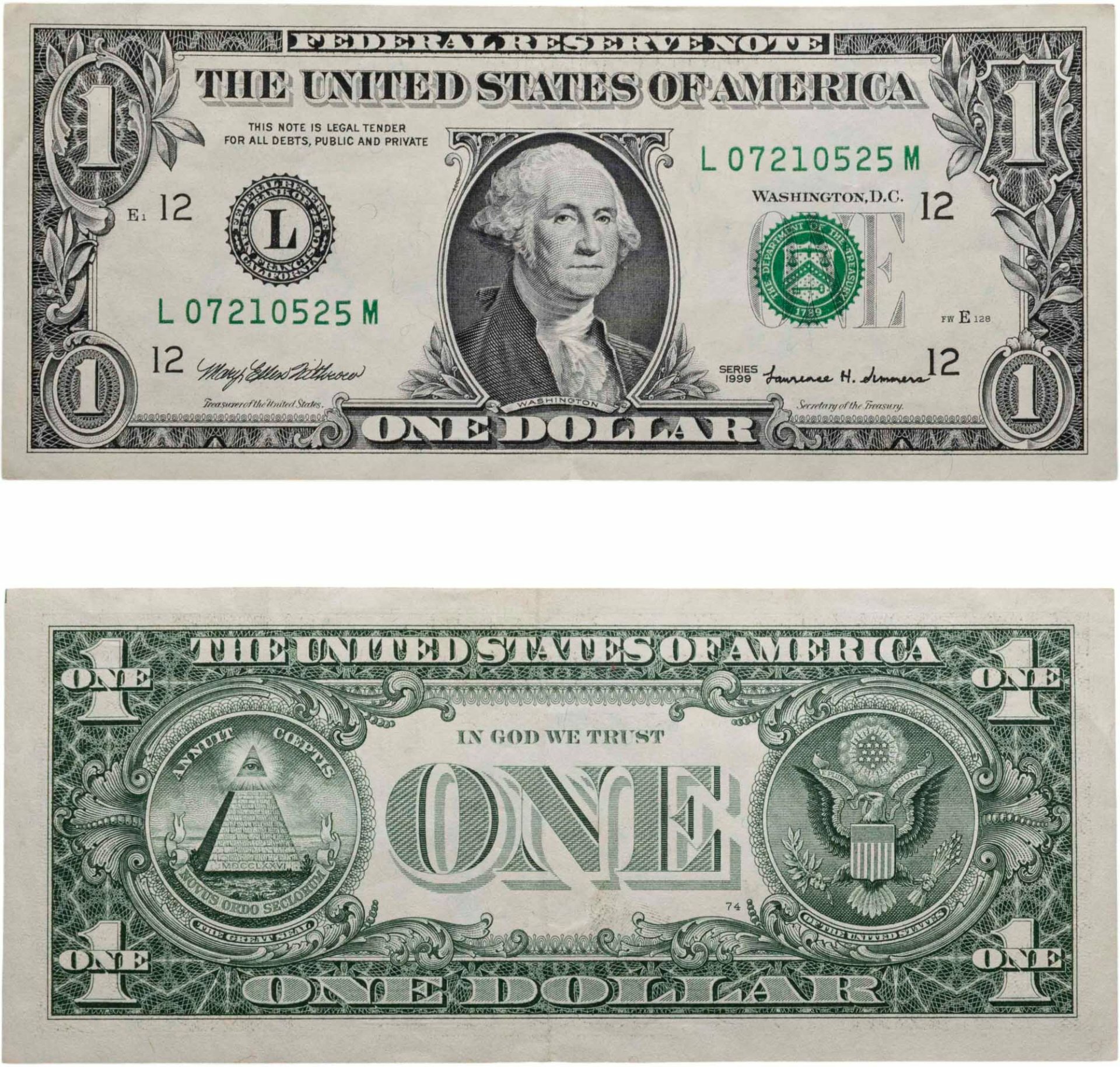 США 1 доллар 1999 Pick 504 L-Сан Франциско "FW" Fort Worth