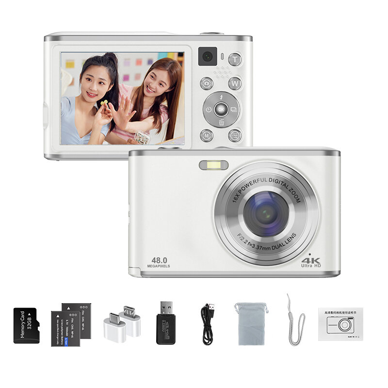 Цифровая камера унисекс SONGDIAN DC306, 64 МП, для влогов, Glacier White-32G Internal Memory[Selfie+Focus+Clear Photography]