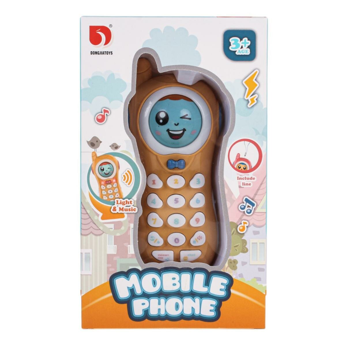 Телефон развивающий для детей, пластик, разноцветный принт, функции: мелодии, алфавит, цифры