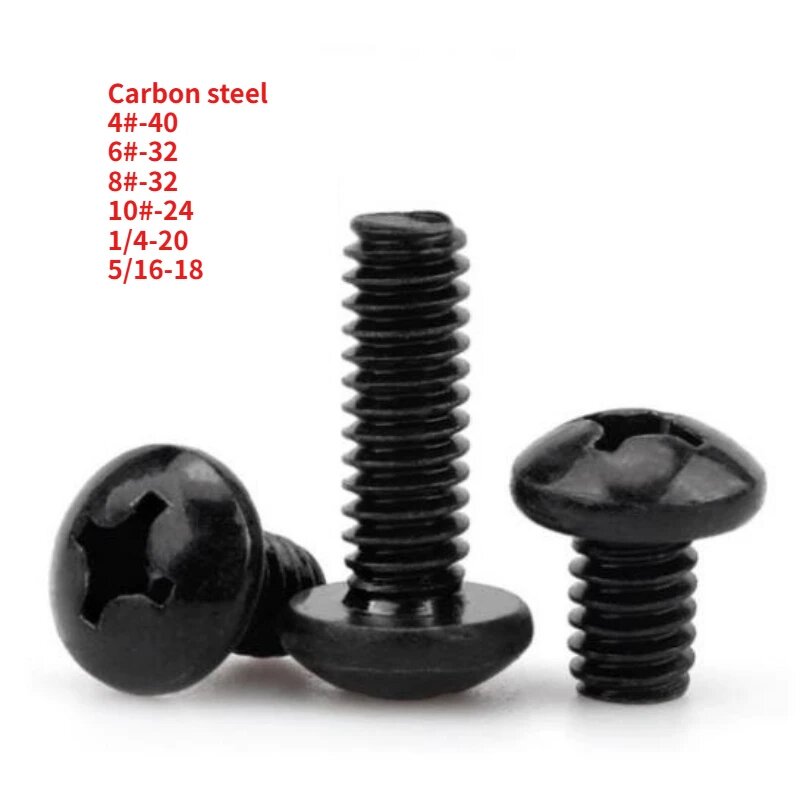 Черные крестовые болты из углеродистой стали UNC 200pcs UNC 6-32, 1/2"