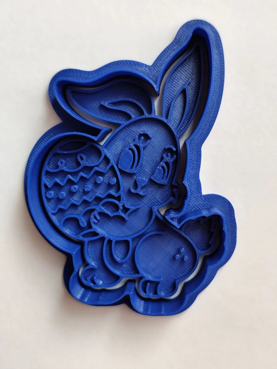 Вырубка "Заяц с яйцом", для пряников и печенья, пластик, синяя, 10х7 см