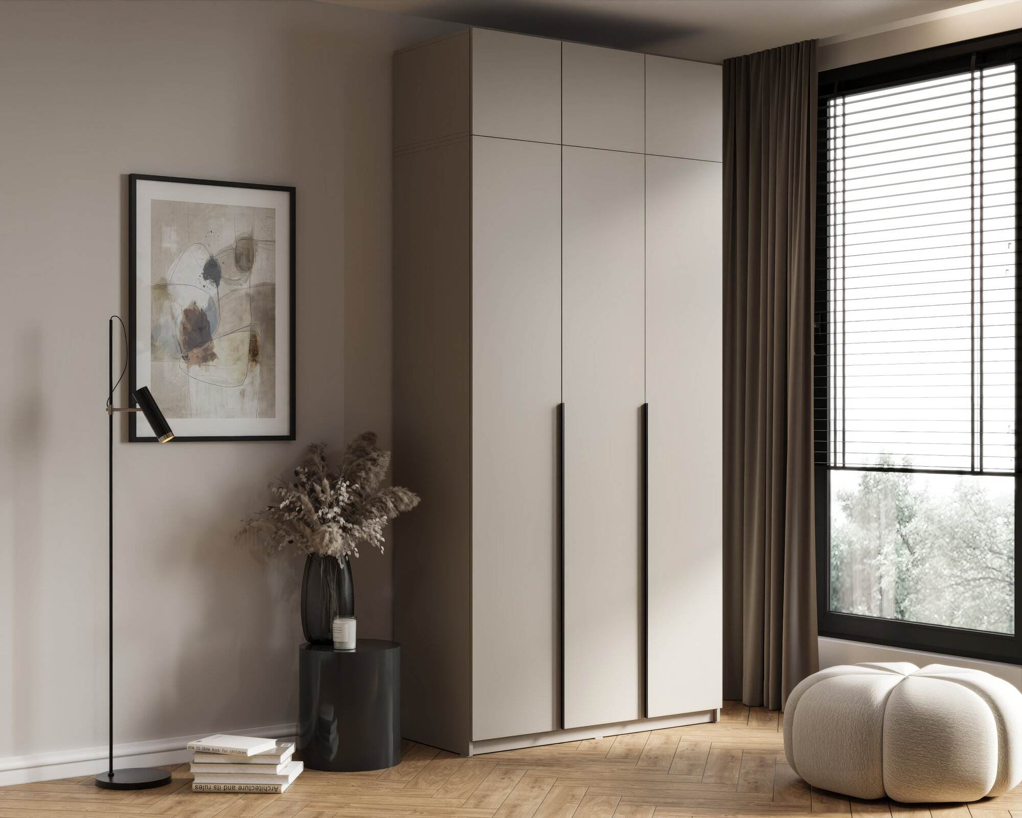 Шкаф Бруно 120 см, с антресолью, кашемир