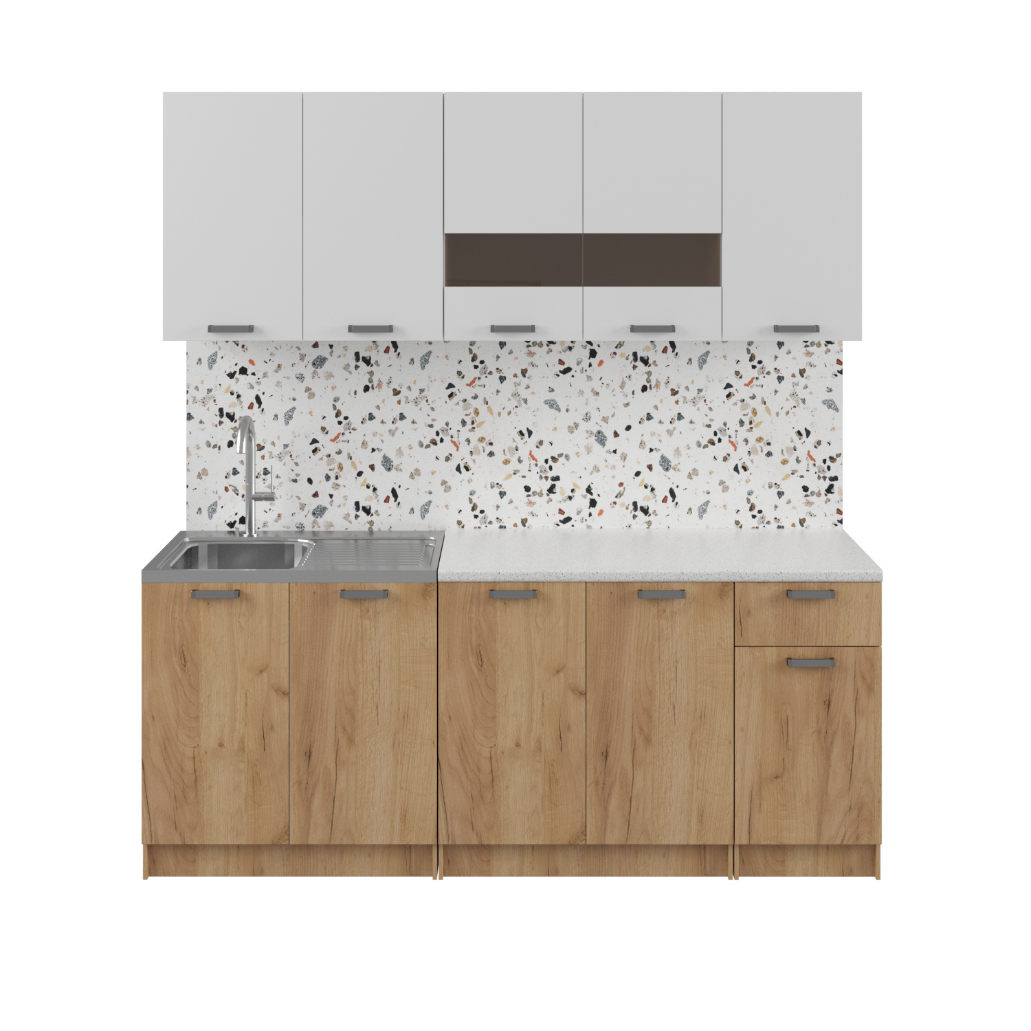 Кухонный гарнитур "Розалия" 2,0 м, Белый/Дуб крафт