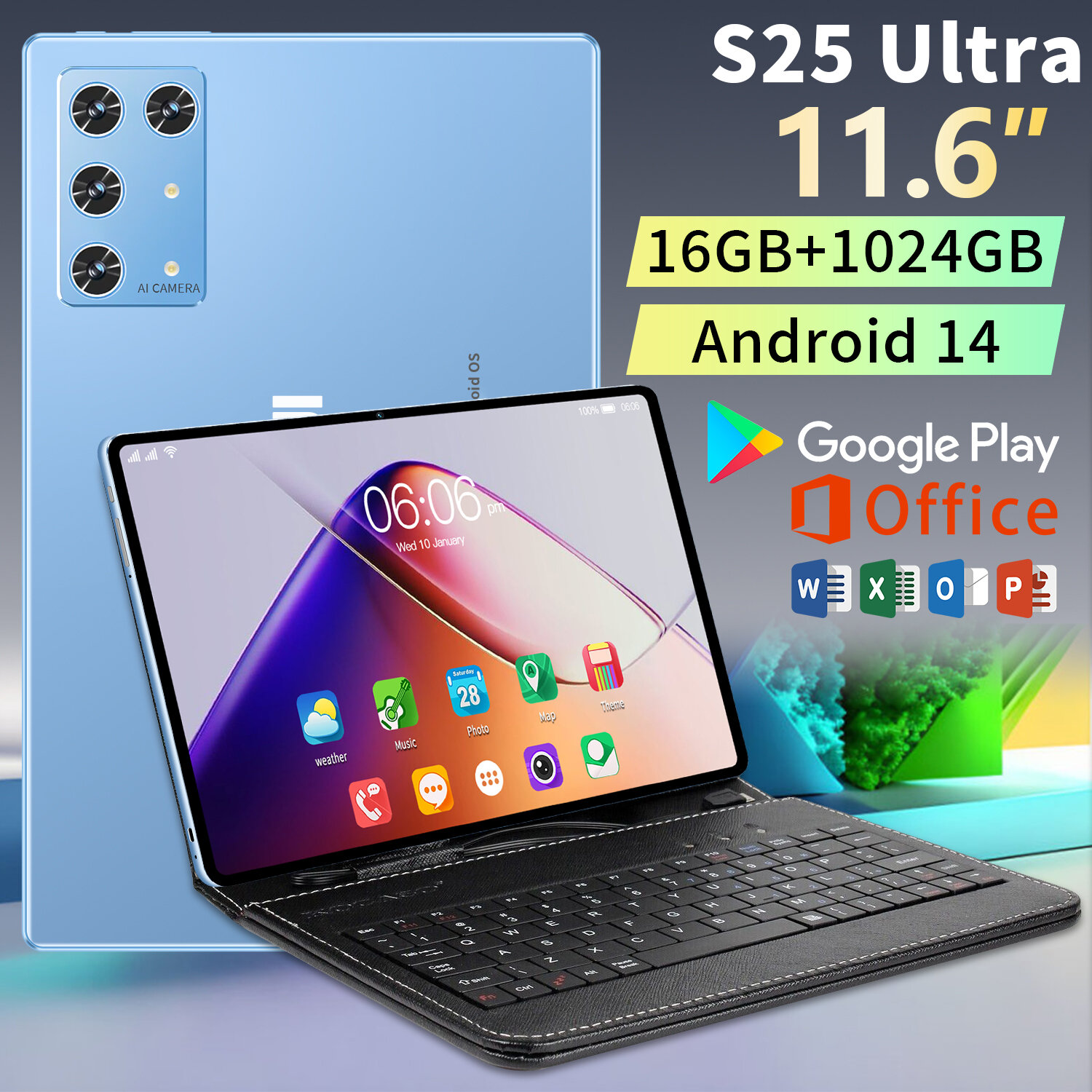 Игровой планшет S25 Ultra 11", 16GB + 1TB, 8800mAh, Android 14, синий(красота и производительность в одном!