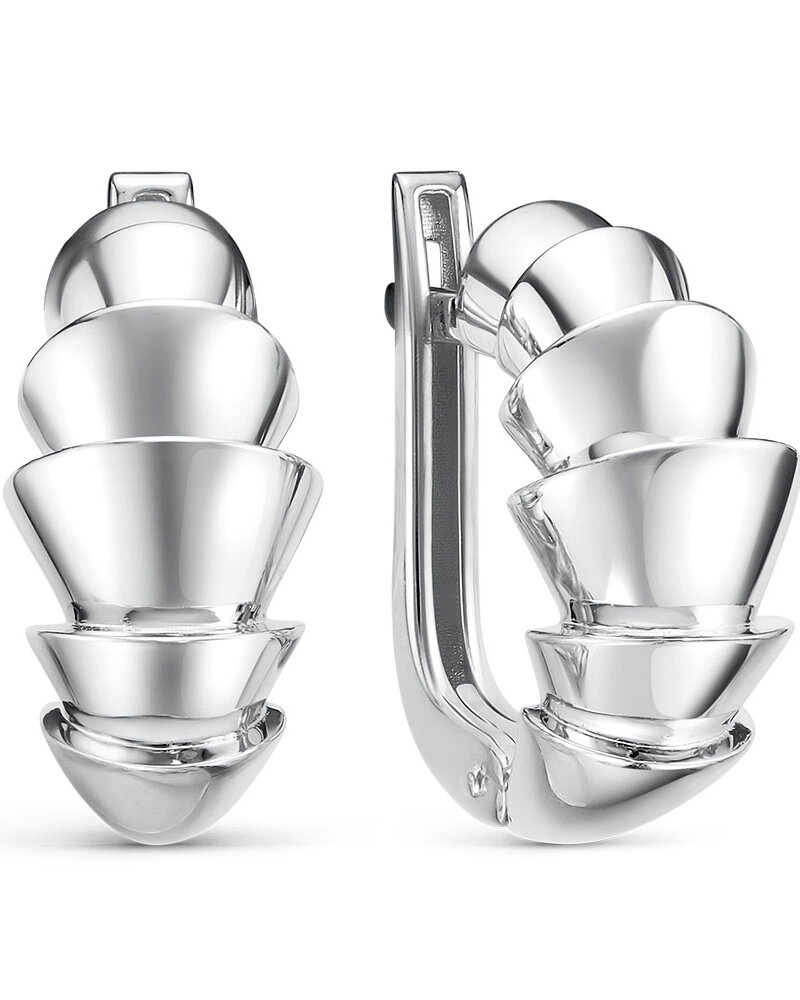 Серьги двусторонние, серебро, 925 проба, родирование